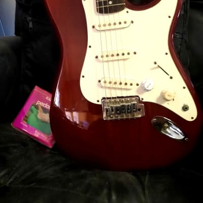 AUSTIN deep maroon Strat guitar. in good condition. | Reverb