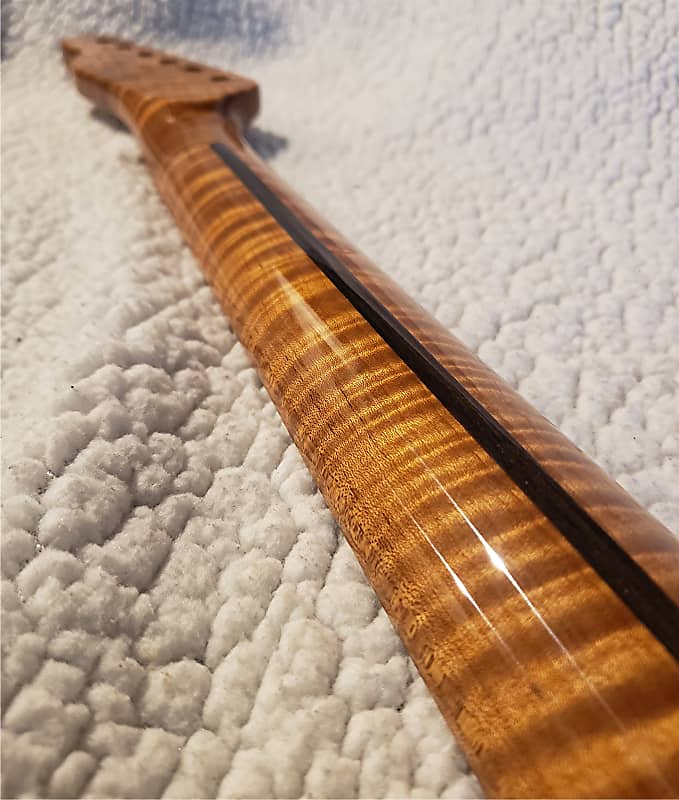Beautiful USA made Dark roasted neck with killer flame maple. | Reverb