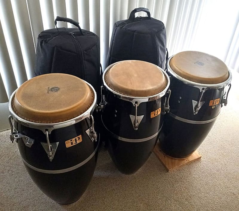 3 LP Fiberglass Congas - Quinto/Conga/Tumba - Black | Reverb