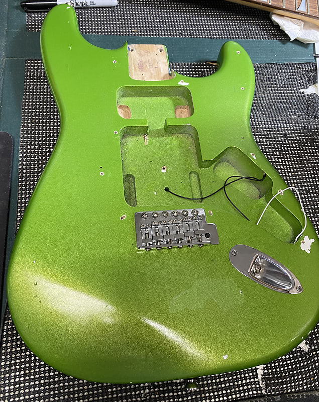 Unmarked Strat Style Body - Metallic Green Sparkle | Reverb