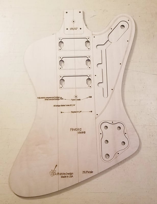 Guitarsbydesign Firebird Guitar Body Template Mini HB | Reverb