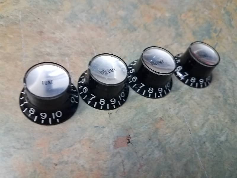 Gibson Top Hat Bell Reflector Knobs - Volume & Tone - 1970s | Reverb