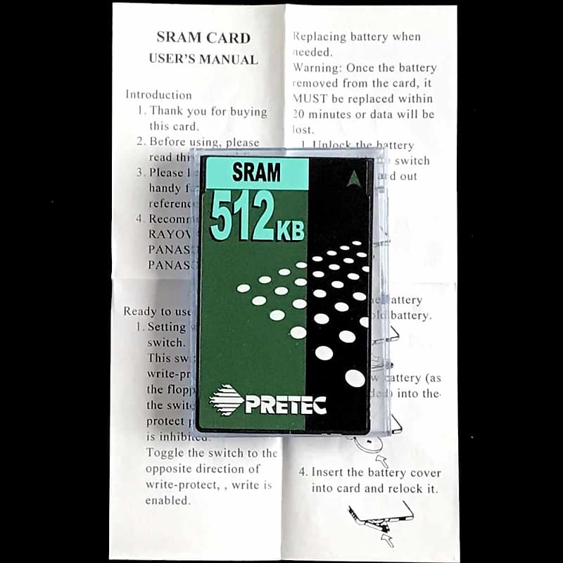 Pretec 512KB SRAM PCMCIA Expansion Card QCard for Alesis QS | Reverb