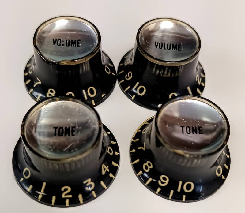 Gibson Vintage 60's Black Reflector Knob Set-SG Standard, | Reverb