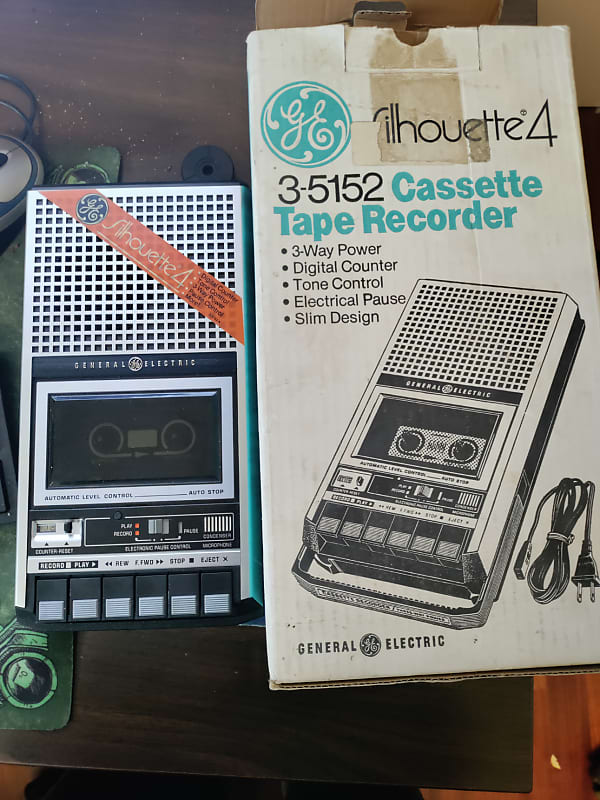 General Electric 3-5152 Tape Recorder 80s Black and Silver | Reverb