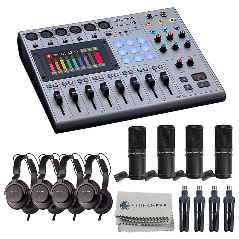 Zoom Podtrak P8 8-channel Podcasting Mixer with 4x Zoom ZDM1 | Reverb