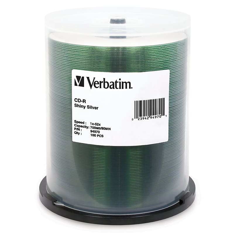 Verbatim 94970 CD-R 52X Shiny Silver Silk Screen Printable | Reverb