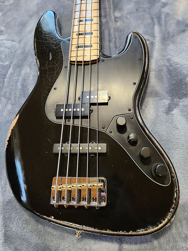 C Stroh Custom Hot-rodded "PJ" bass 2023 - Black lacquer | Reverb
