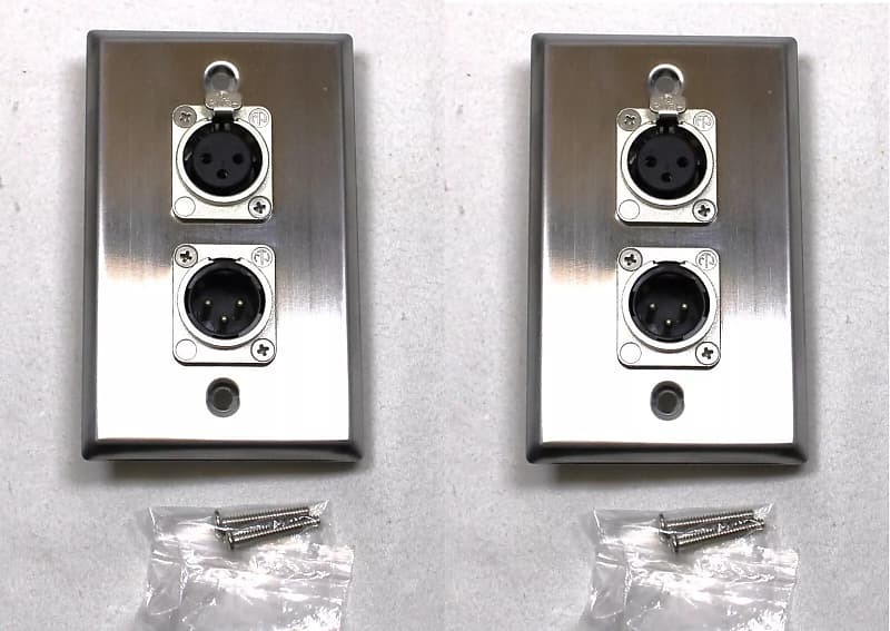 (2) Two Double XLR Single Wall Plates w/ Neutrik Male + | Reverb