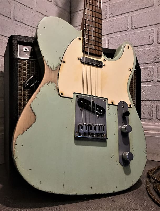 Relic Squier Telecaster Electric Guitar Road Worn Surf Green | Reverb