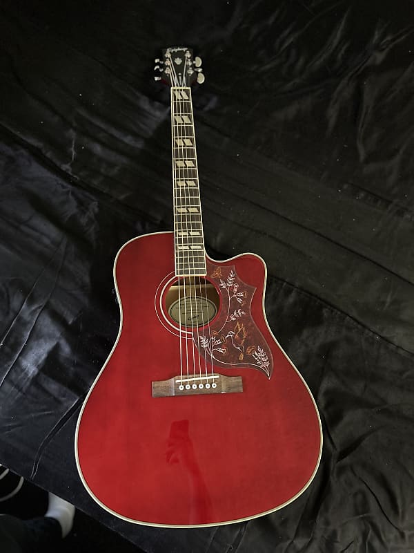 Epiphone Hummingbird Acoustic/Electric Guitar 2010s - Wine | Reverb