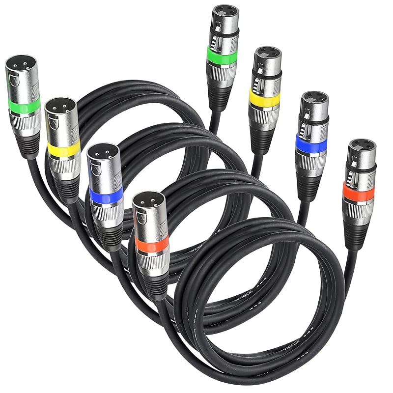 4Pack 3 Pin Xlr Cables Male Female Xlr Patch Cable, Xlr Cable | Reverb