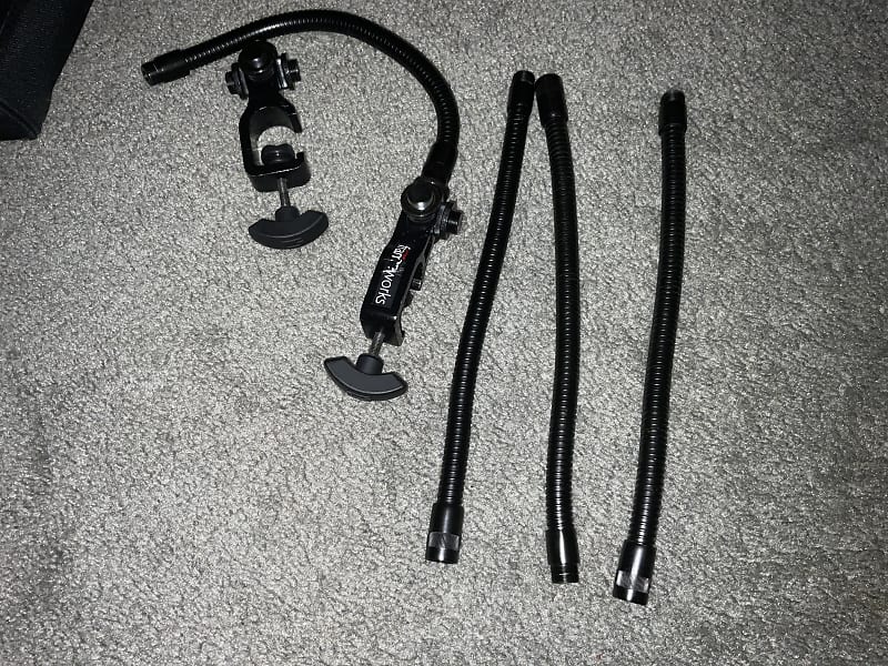Gator Frameworks Black Gooseneck Mic Holders w/ Gator | Reverb