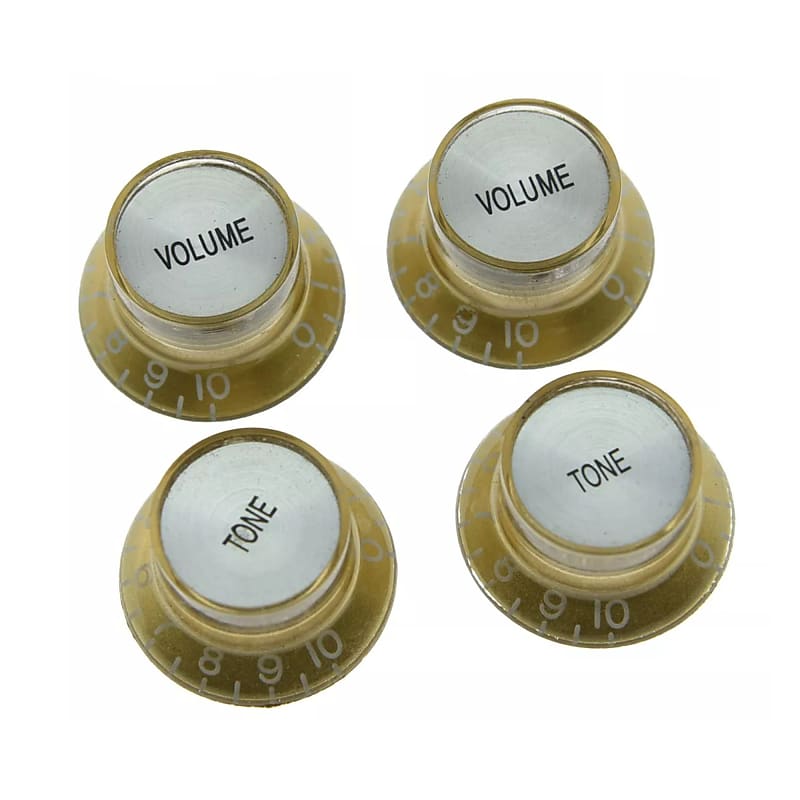 Les Paul/SG Gold & Silver Reflector Knobs (Set of 4) | Reverb