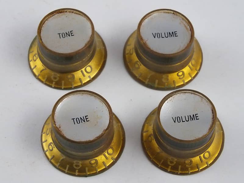 Relic Aged Gold Reflector Knobs 2 volume & 2 Tone for vintage | Reverb