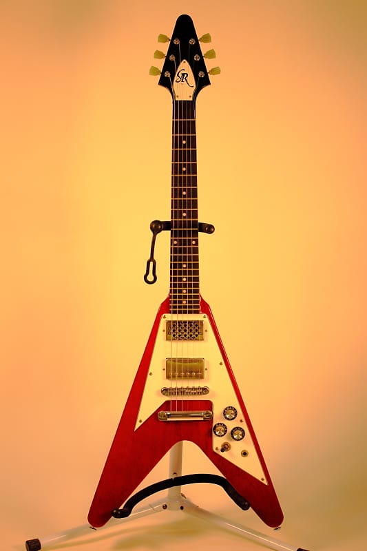 Discontinued Rare GrassRoots mini flying V - See-through red | Reverb