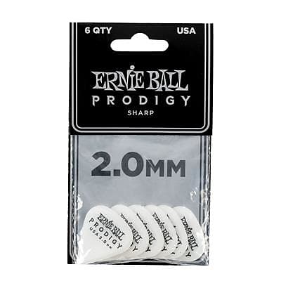 Ernie Ball Prodigy Picks 6-Pack 2.0Mm White Sharp | Reverb