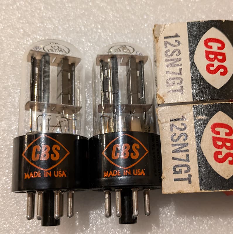 12SN7GT CBS Matched Pair Tubes NOS Testing NIB Black T Plates | Reverb