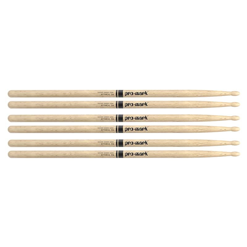 Promark Japanese White Oak 7A Wood Tip Drum Sticks (3 Pair | Reverb