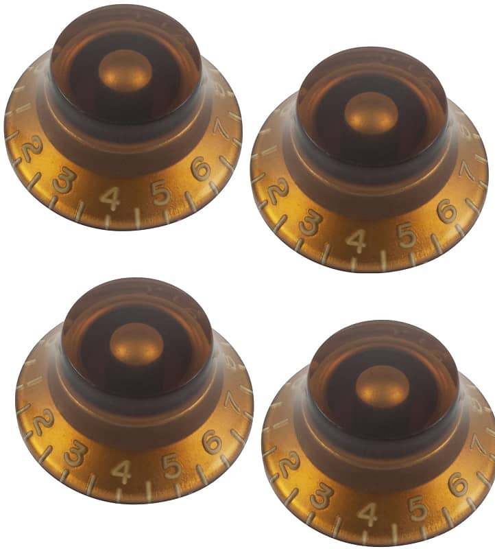 Gibson Style Top Hat Knob, Push On, Amber, 4 Pack, Electric | Reverb