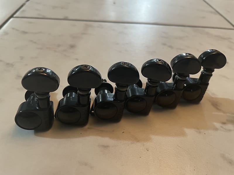 Grover Mini Roto Reverse 6 Inline Tuning Keys Black | Reverb