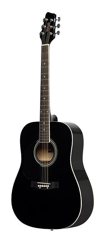 STAGG Black Dreadnought Acoustic Guitar With Basswood Top | Reverb