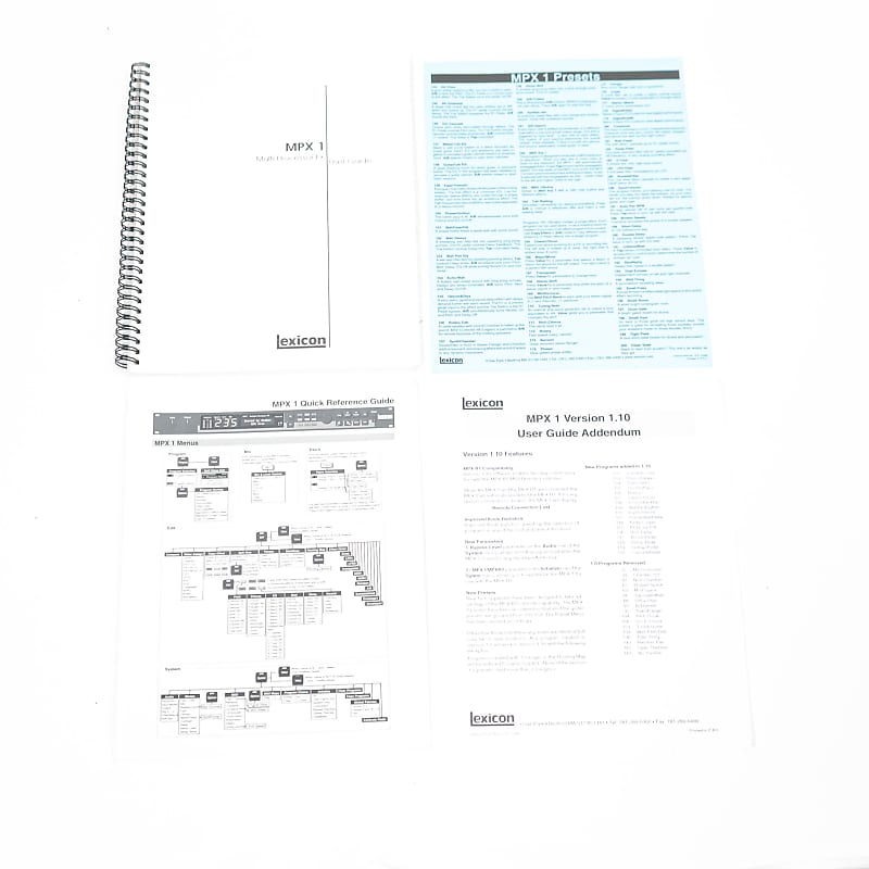 Lexicon MPX1 Multi Effects Processor User Guide and Quick | Reverb