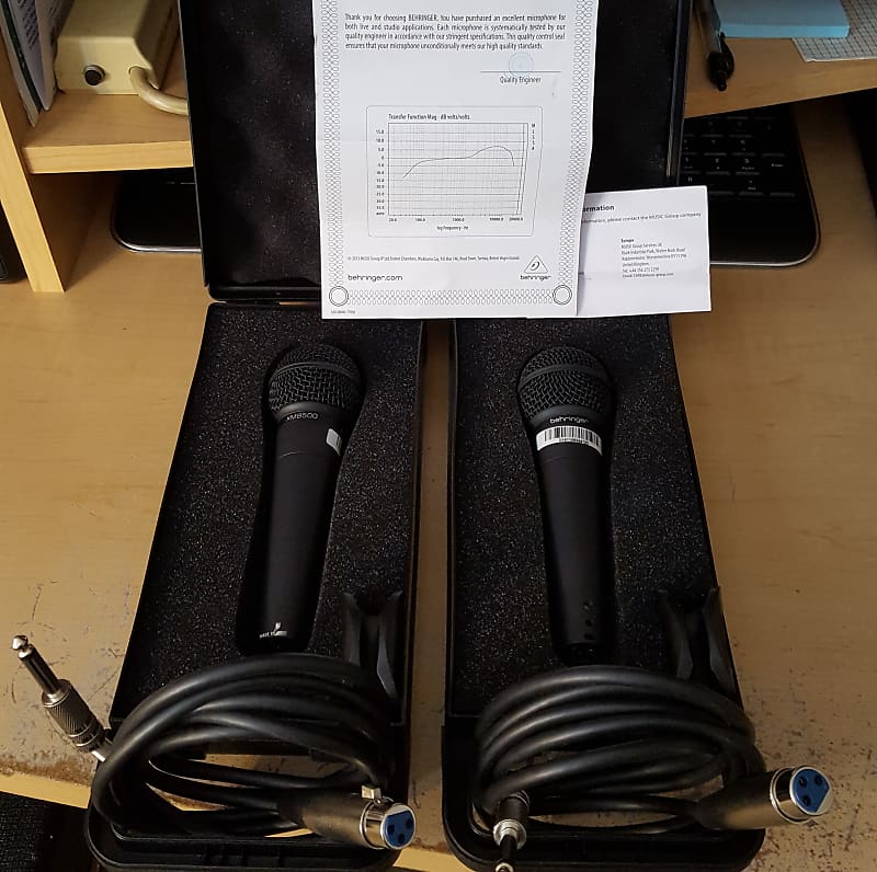 2 Behringer Ultravoice XM8500 Dynamic Vocal Microphones | Reverb