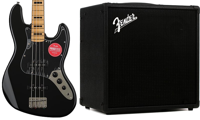 Squier Classic Vibe '70s Jazz Bass - Black Bundle with Fender | Reverb