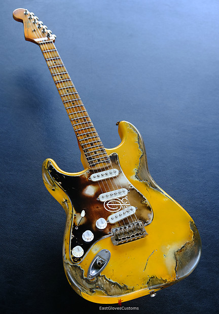 Fender Stratocaster Yellow Left Handed Heavy Aged Relic | Reverb