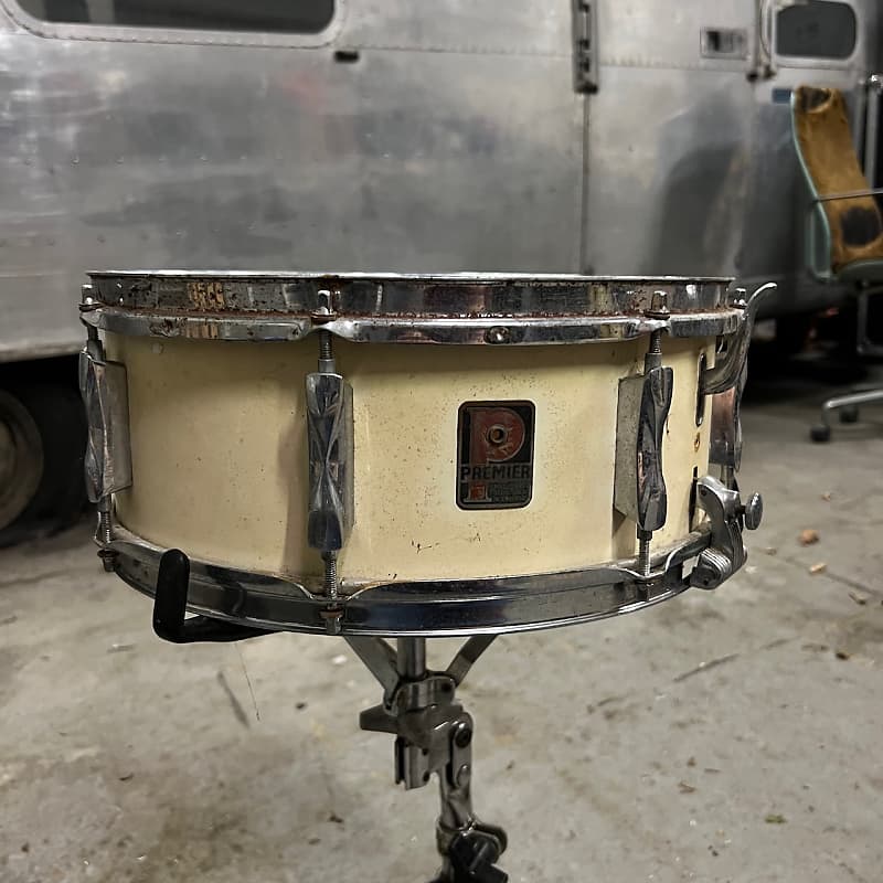 Vintage 1960s Premier Plain White 14x5.5 Snare Drum *Ronnie | Reverb