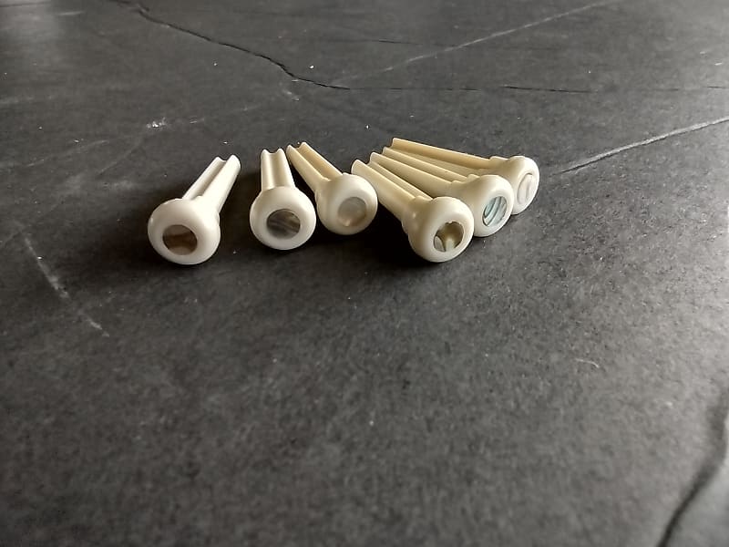 TUSQ White Presentation Bridge Pin Paua Dot 6-Pack NEW | Reverb