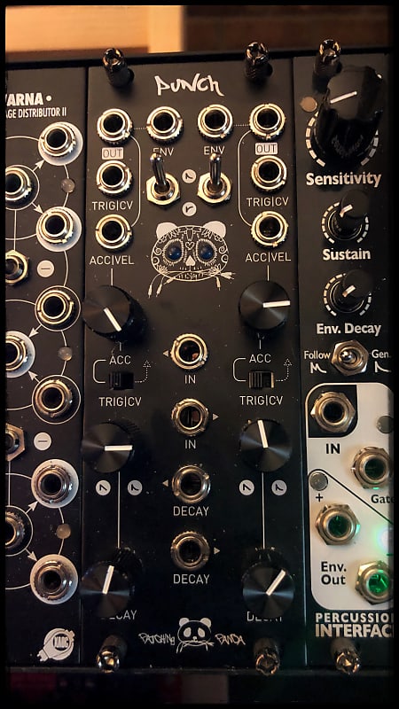 Patching Panda Punch v3 (Envelope Generator, VCA, Percussion) | Reverb