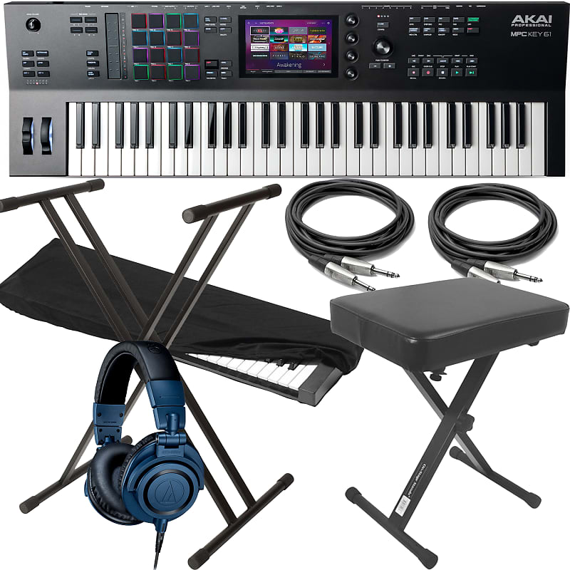 Akai MPC Key 61 Keyboard, Stand, Bench, Cover, A-T ATH-M50XDS | Reverb