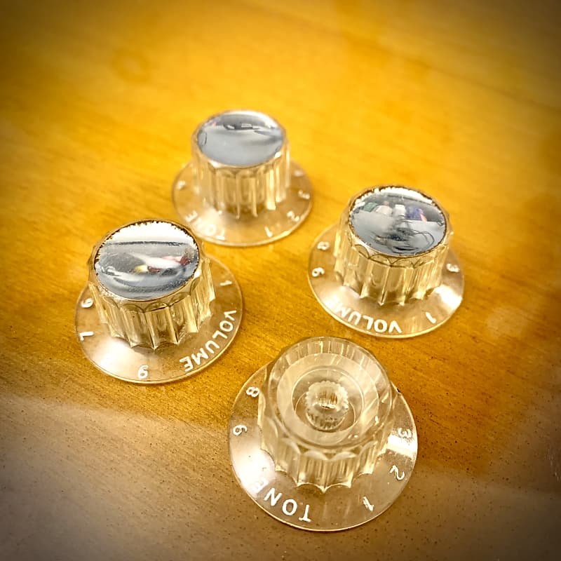 Guild Volume & tone knobs set 1958 Clear original vintage USA | Reverb