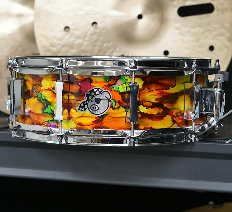 Pork Pie Maple Custom Alcohol Ink Snare Drum - 14" x 5” | Reverb