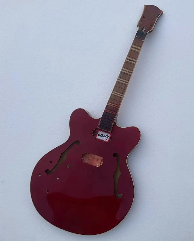 Red Laminated Maple Wood Guitar Semi Hollow Body with Neck, | Reverb