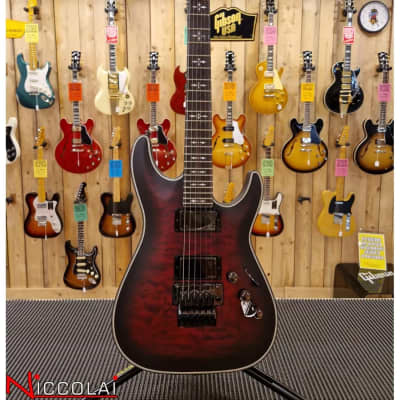 Schecter HELLRAISER EXTREME EBONY C-1-FR Crimson Red Burst | Reverb