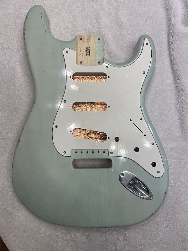 MJT Relic Strat Body 2021 Transparent Faded Sonic Blue | Reverb