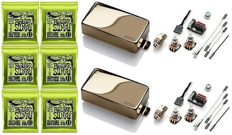 EMG HZ H4 & H4A PASSIVE GOLD HUMBUCKER PICKUP SET SHORT SHAFT | Reverb