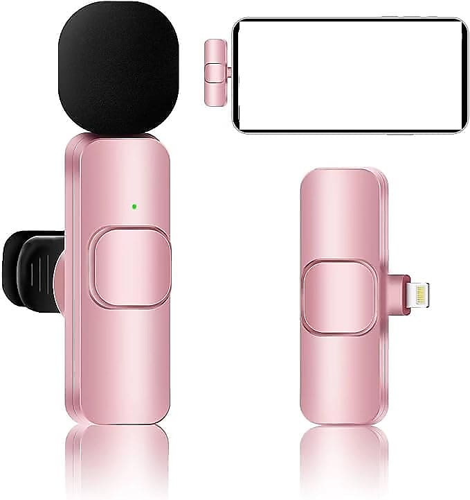 Pink Wireless Lavalier Microphone for iPhone iPad, Recording | Reverb
