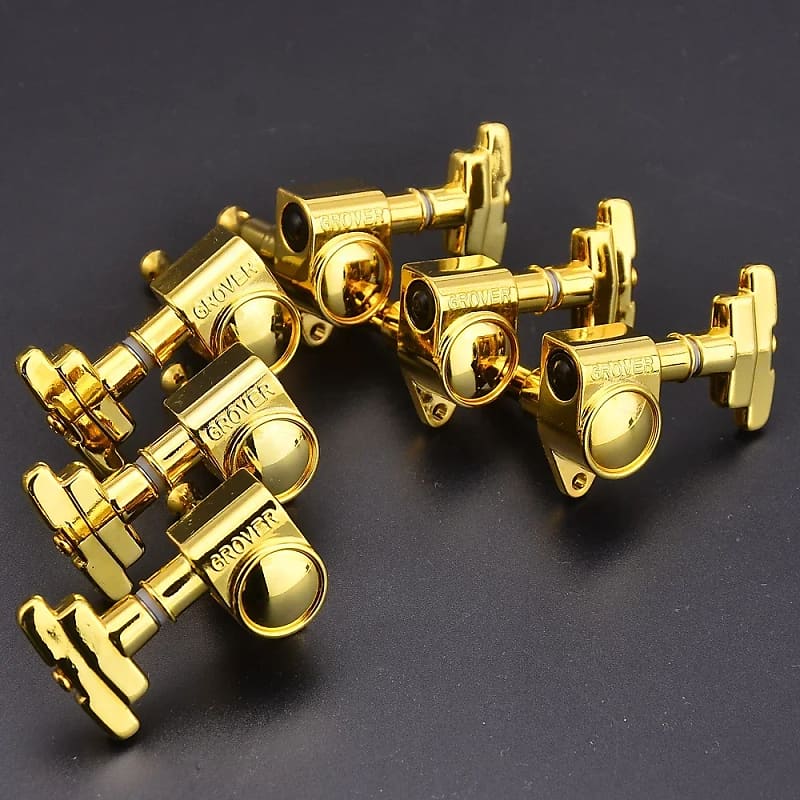 Gold Grover 3x3 Black Guitar Machine Heads Tuning Pegs Keys | Reverb