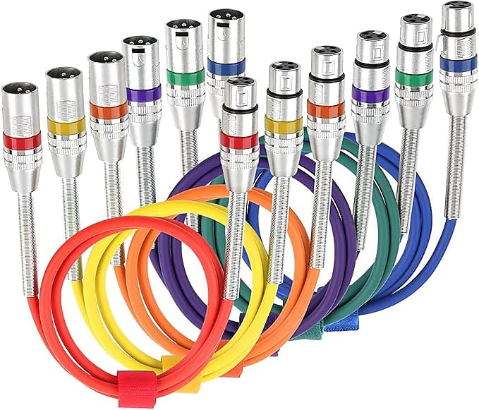 6 Pack 6.6ft Multi-Color XLR Microphone Cables, 3-Pin | Reverb