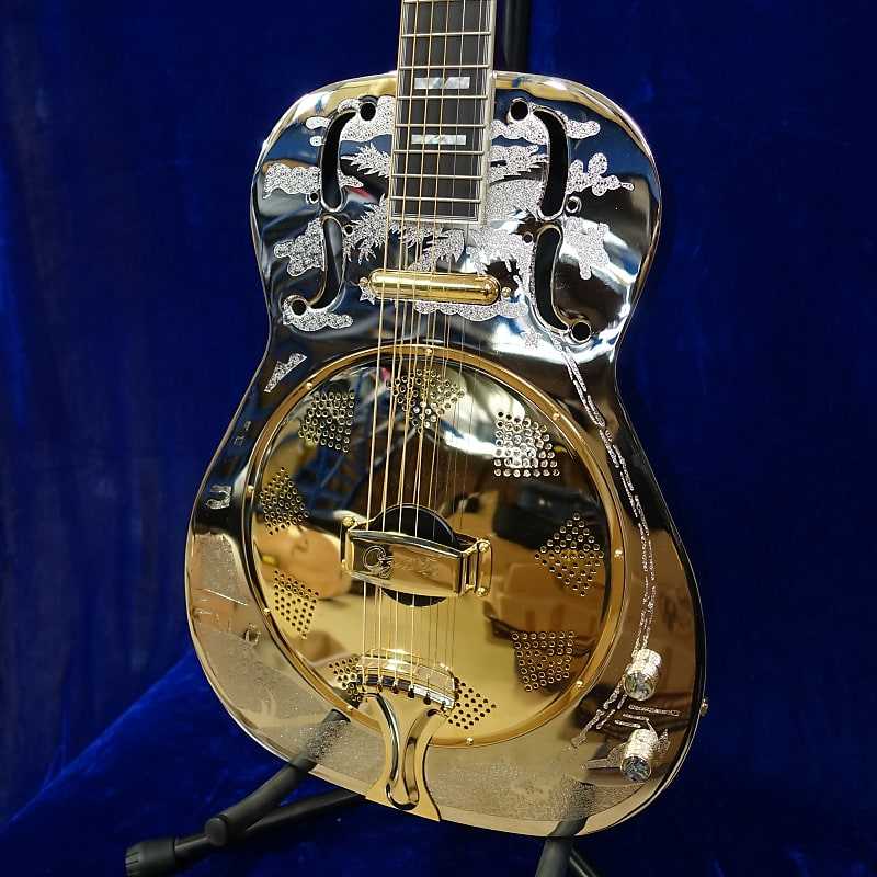 Ozark Resonator Guitar Thin Metal Body With Pick Up Nickel/ | Reverb