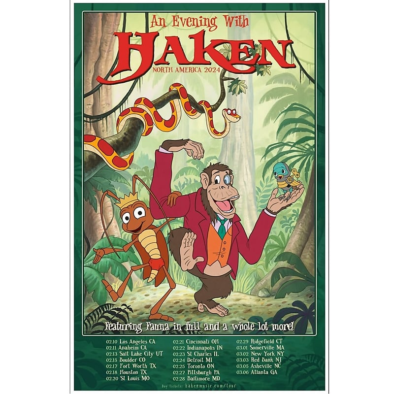 HAKEN Fauna Tour 2024 Ltd Ed RARE New Poster! UK Progressive | Reverb