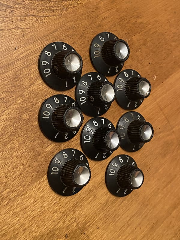 Fender Amp knobs, set of 9, Snowman 8 1964 Black | Reverb