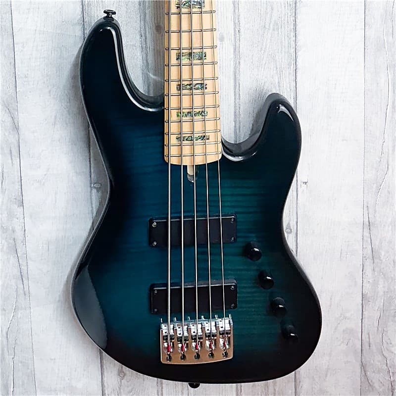 Overwater Contemporary Jazz Bass Translucent Blue 5 String, | Reverb