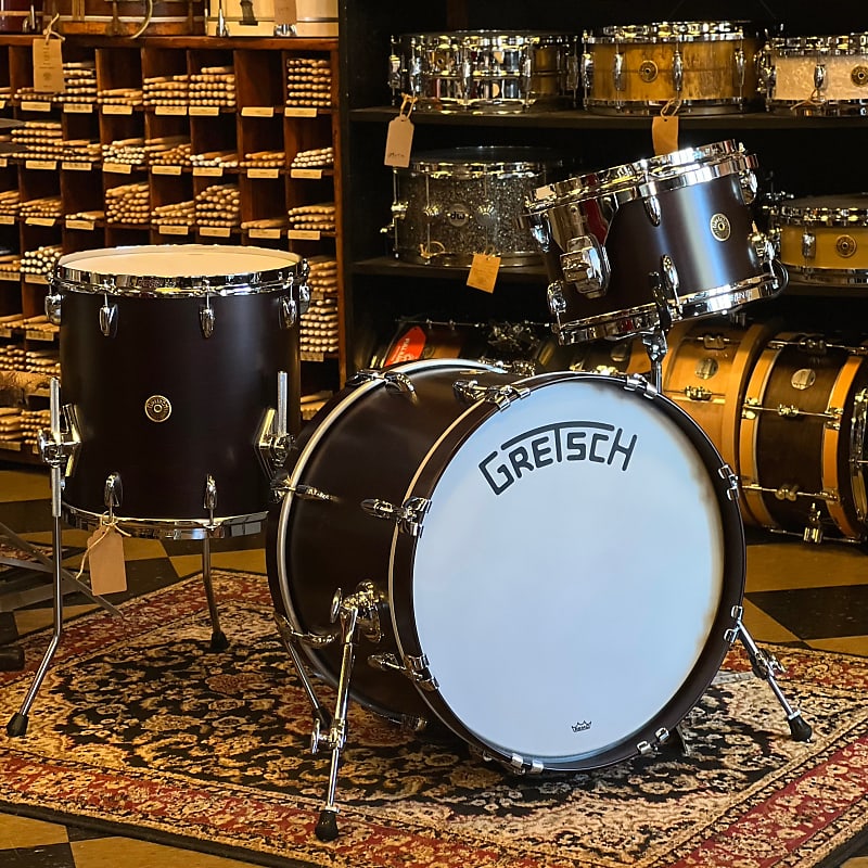 NEW Gretsch Broadkaster Drum Set in Satin Dark Walnut - | Reverb