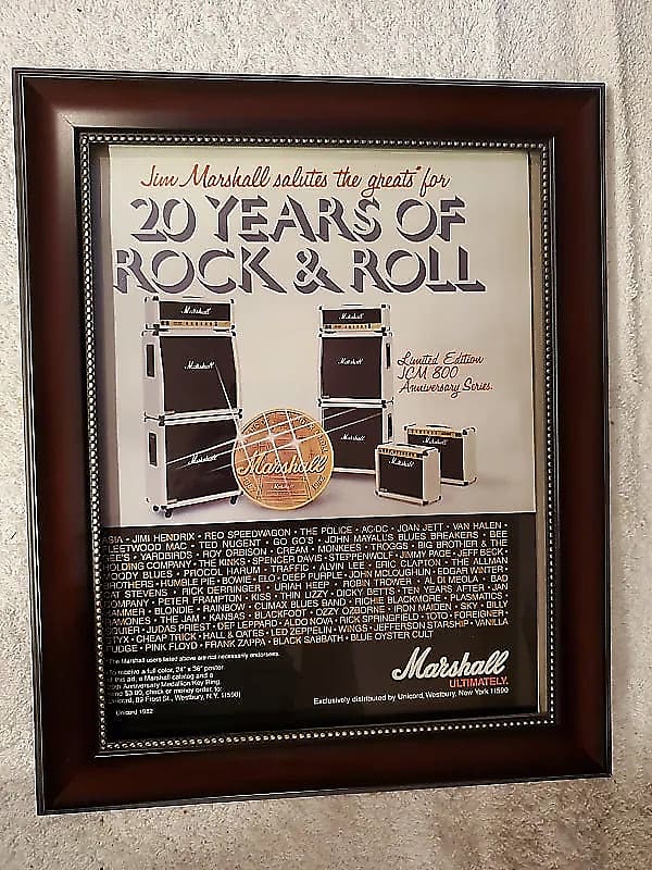 1982 Marshall Amps Color Promotional Ad Framed 20th | Reverb