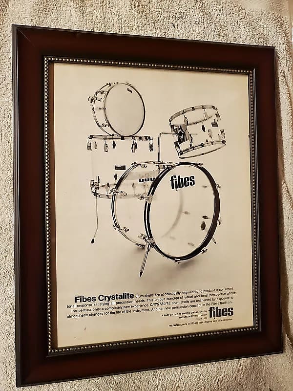 1971 Fibes Drums Promotional Ad Framed Crystalite Set | Reverb
